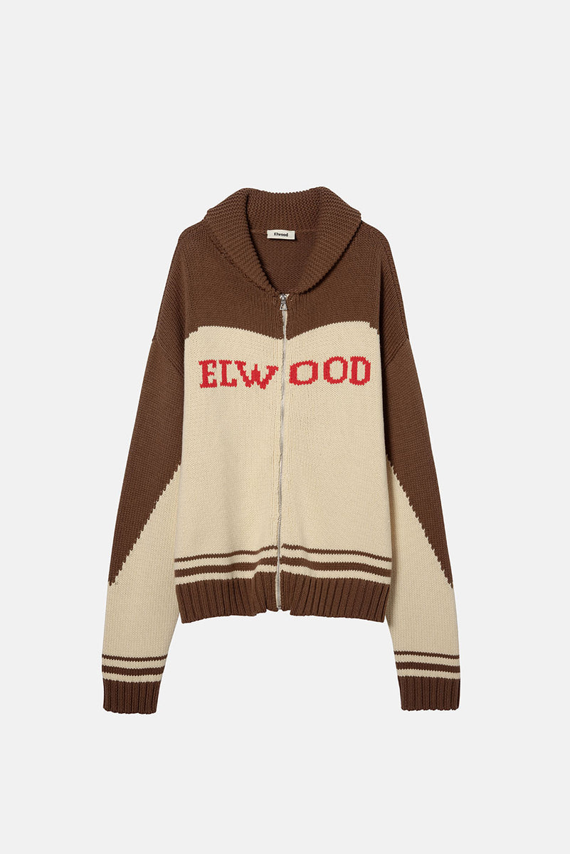 CAMP CARDIGAN in BROWN/OFF WHITE – Elwood Clothing